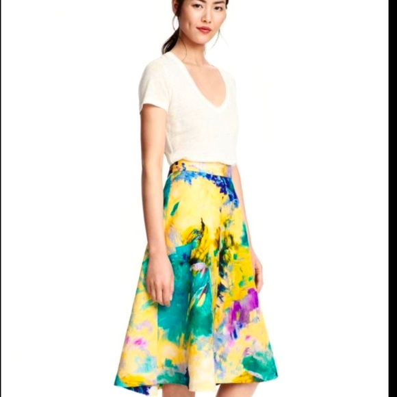 H&M | Skirts | Hm Watercolor Textured Circle Skirt Heavy Colorful ...
